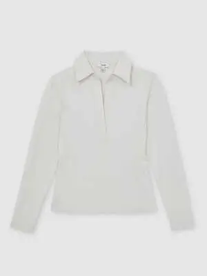 REISS Stretch-cotton Open-collar Shirt - Ivory