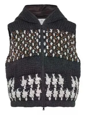 Brunello Cucinelli Sequin-embellished Hooded Vest - Grey