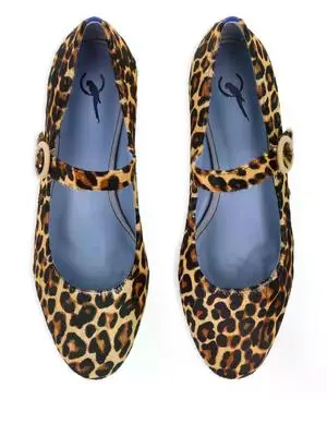 BIRD&CO Leopard-print Buckle Flats