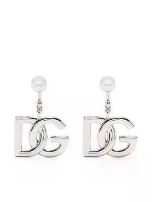 Dolce & Gabbana Interlocking Logo Drop Earrings - Silver