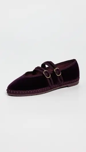 FLABELUS Claire Velvet Mary Jane Flats