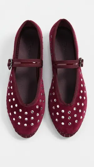 FLABELUS Mae Velvet Mary Jane Flats