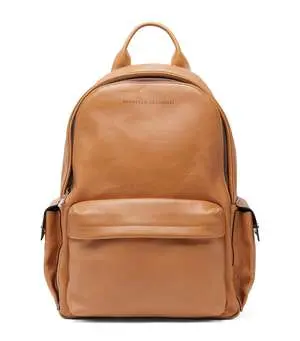Brunello Cucinelli Leather Travel Backpack - Beige