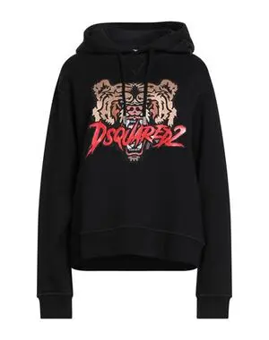Dsquared2 Cotton Fleece Sweatshirt With Appliqués - Black