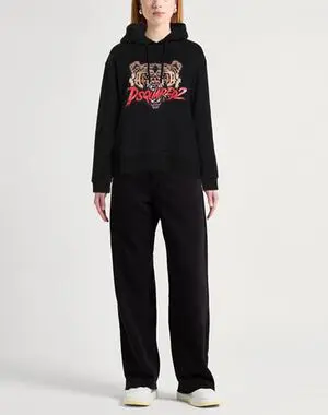 Dsquared2 Cotton Fleece Sweatshirt With Appliqués - Black