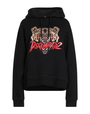 Dsquared2 Cotton Fleece Sweatshirt With Appliqués - Black