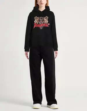 Dsquared2 Cotton Fleece Sweatshirt With Appliqués - Black