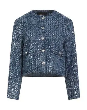Maje Denim Jacket With Sequin Appliqués