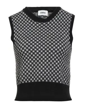 Sandro Checked Jacquard-knit Sleeveless Sweater
