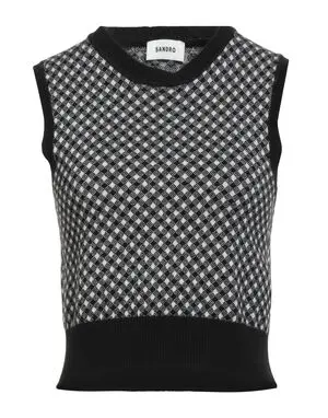 Sandro Checked Jacquard-knit Sleeveless Sweater