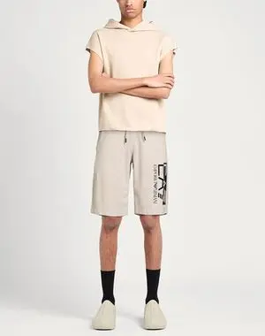 EA7 Cotton French Terry Shorts - Beige