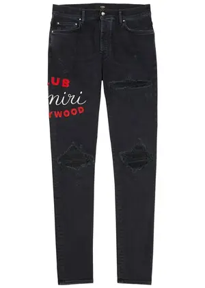 Amiri Appliquéd Skinny Jeans - Black