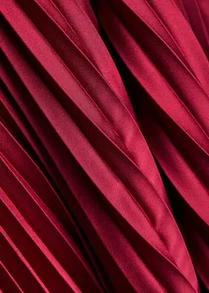 JOSEPH Plissé Satin Midi Skirt - Red