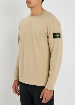 Stone Island Slubbed Cotton Sweatshirt With Logo - Sand