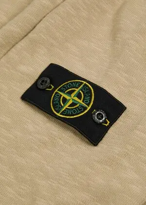 Stone Island Slubbed Cotton Sweatshirt With Logo - Sand