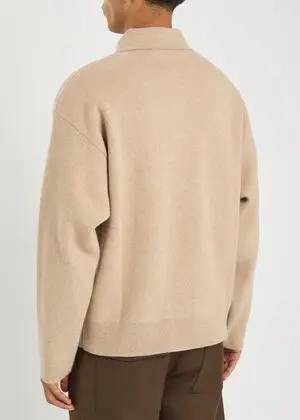 Jacquemus La Pallone Melange Wool And Cashmere-blend Polo Jumper - Beige
