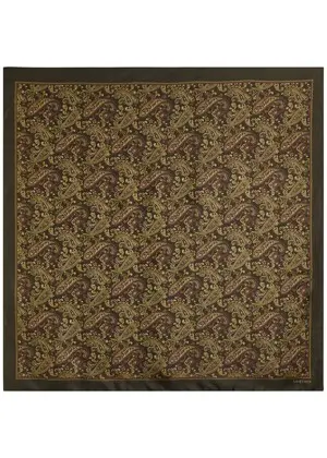 Saint Laurent Carre Paisley-print Silk Scarf - Green