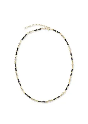 LAURA VANN Marlowe Enamelled 18kt Gold-plated Necklace - Black Grey