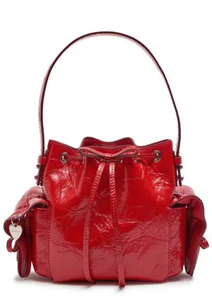Acne Studios Multipocket Mini Patent Leather Bucket Bag - Red