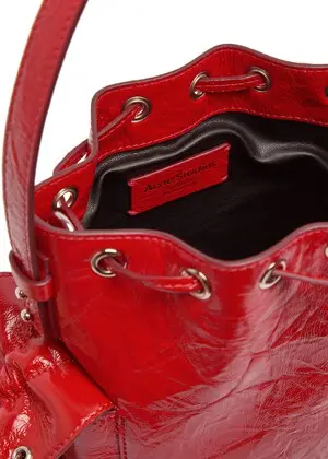 Acne Studios Multipocket Mini Patent Leather Bucket Bag - Red