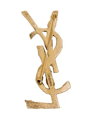 Saint Laurent Cassandre Stone-embellished Brooch - Gold