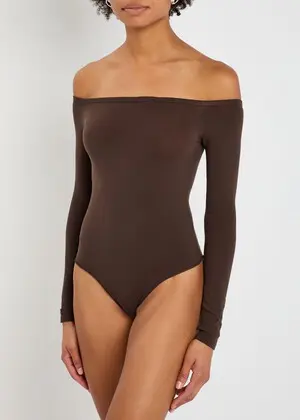 Alaïa Off-the-shoulder Stretch-nylon Bodysuit