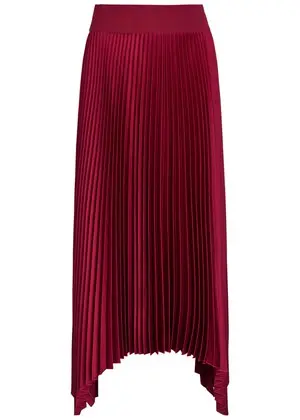 JOSEPH Ade Plissé Midi Skirt - Red