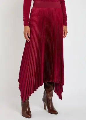 JOSEPH Ade Plissé Midi Skirt - Red