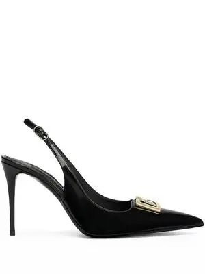 Dolce & Gabbana Dg Logo-plaque Slingback Pumps - Black