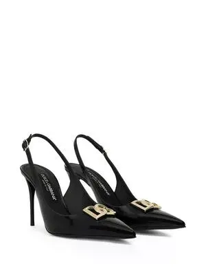 Dolce & Gabbana Dg Logo-plaque Slingback Pumps - Black