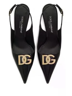 Dolce & Gabbana Dg Logo-plaque Slingback Pumps - Black