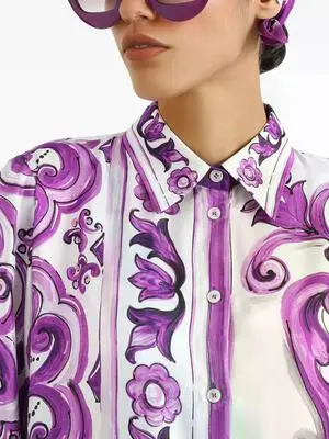 Dolce & Gabbana Maiolica-print Shirt Dress - Purple
