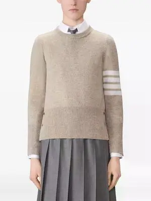 Thom Browne Shetland-wool 4-bar Jersey-stitch Sweater - Neutrals