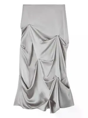 GANNI Asymmetrical-hem Draped Midi Skirt