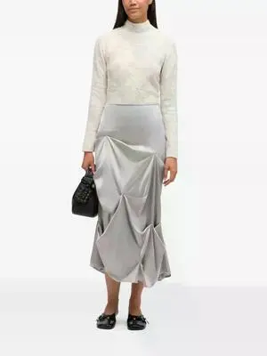 GANNI Asymmetrical-hem Draped Midi Skirt
