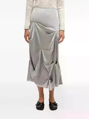 GANNI Asymmetrical-hem Draped Midi Skirt