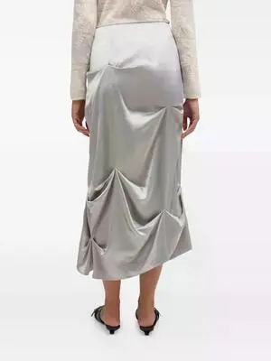 GANNI Asymmetrical-hem Draped Midi Skirt