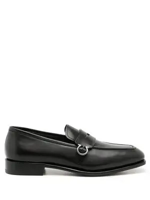 FERRAGAMO Leather Penny Loafers - Black
