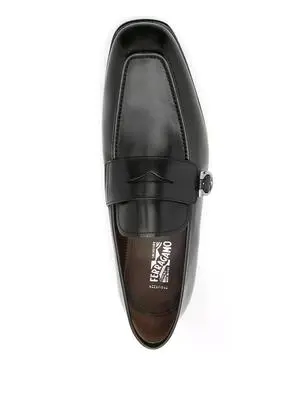 FERRAGAMO Leather Penny Loafers - Black