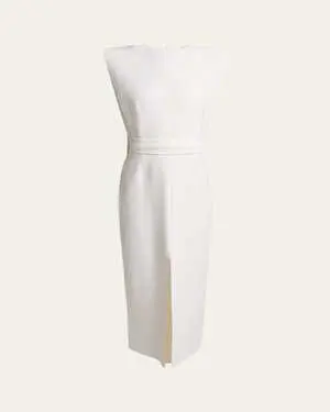 Givenchy Sleeveless Crepe Midi Cape Dress - Ivory