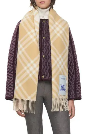 Burberry Bias Check Cashmere Scarf - Sand