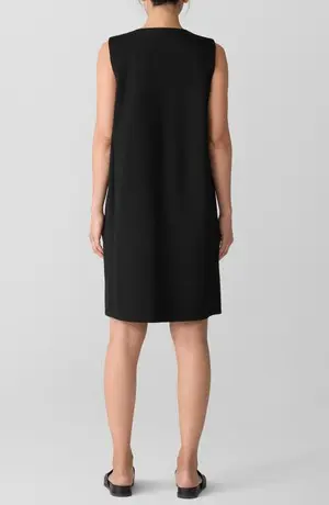 Eileen Fisher Split Neck Shift Dress