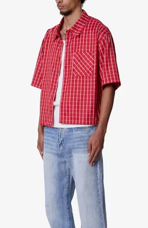 Mnml Stripe Crispy Poplin Short Sleeve Button-up Shirt