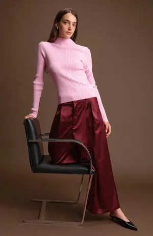 Deluc Funnel Neck Sweater - Pink