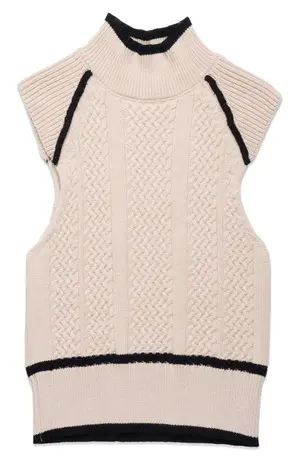 Deluc Mixed-stitch Knit Vest - Ecru Melange With Black