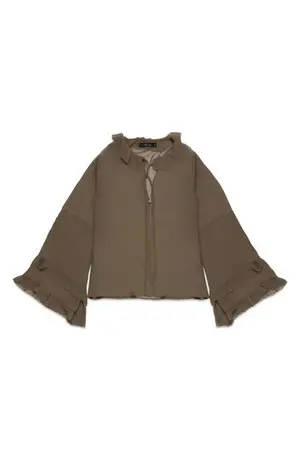 Deluc Bradley Sheer Ruffle Shirt - Dark Olive