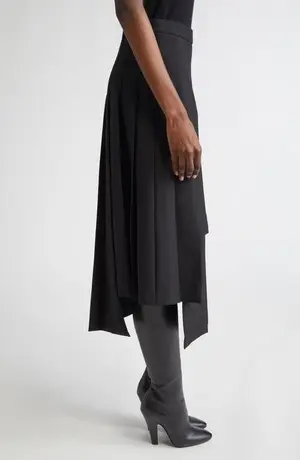 Michael Kors Asymmetric Pleat Wool Skirt