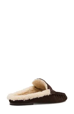 Steve Madden Rafe Faux Shearling Lined Mule - Chocolate Brown Suede