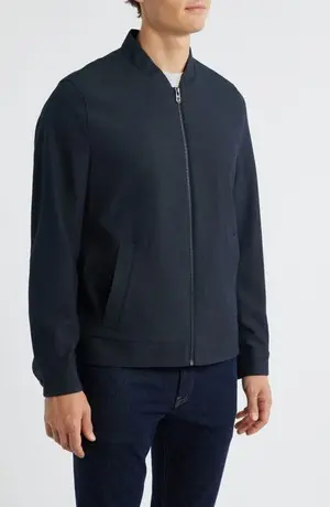 Johnston & Murphy Patterned Zip Jacket - Navy