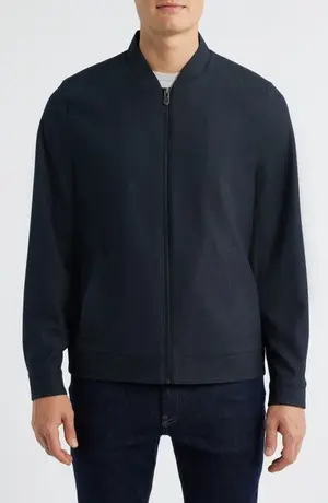 Johnston & Murphy Patterned Zip Jacket - Navy